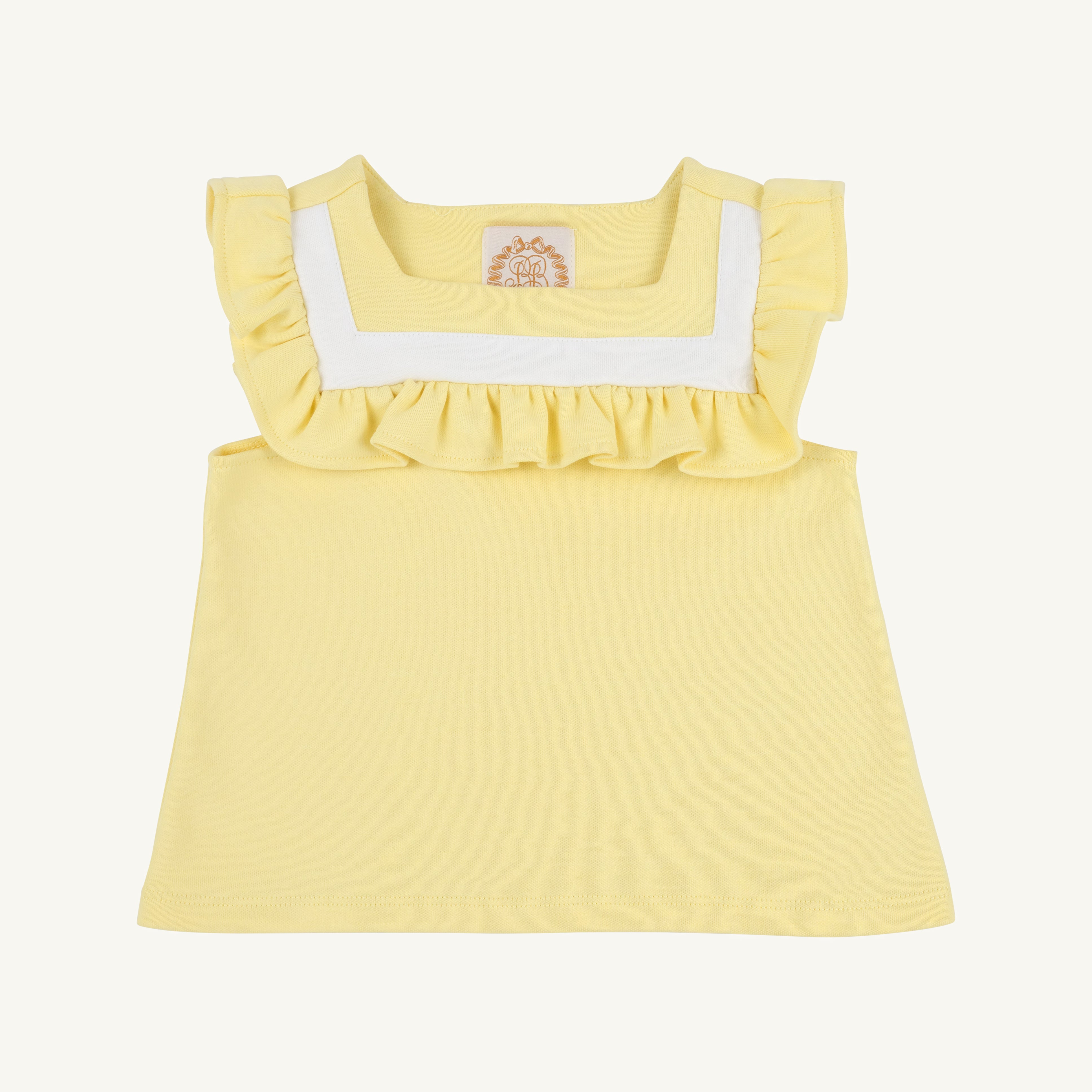 Darla Day Top - Lake Worth Yellow with Worth Avenue White | Girls Top