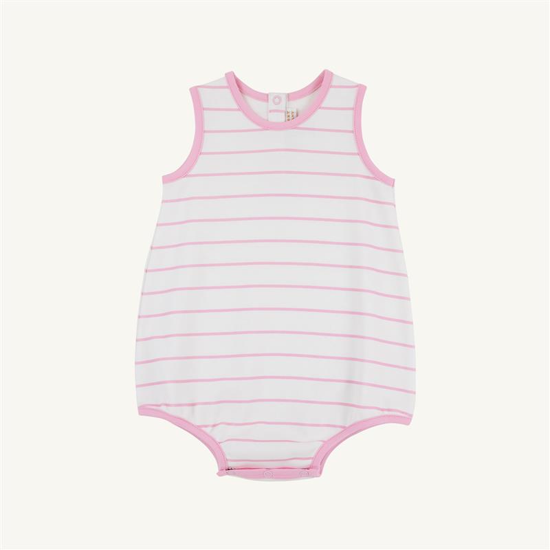 Patton Play Bubble - Pier Party Pink Stripe Girls Bubble Romper | One Piece